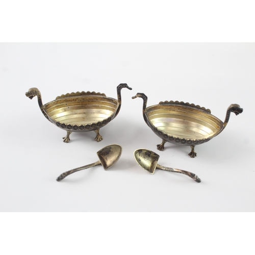 Pair of Marius Hammer .930 Silver Novelty Viking Long Boat Condiment ...