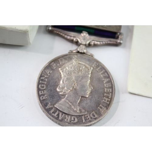 Boxed ER II GSM Cyprus & Award Note Named- 1929518 Jnr Tech W.G Gibson RAF