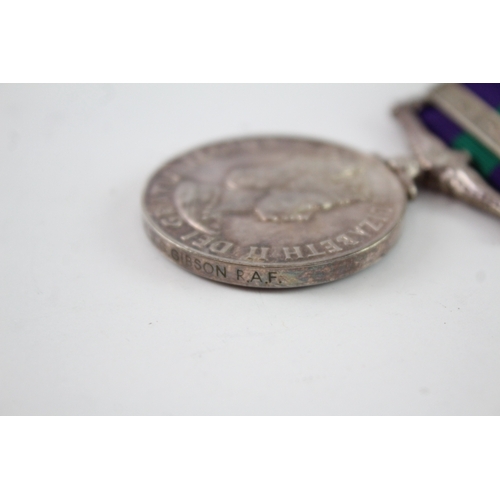 Boxed ER II GSM Cyprus & Award Note Named- 1929518 Jnr Tech W.G Gibson RAF