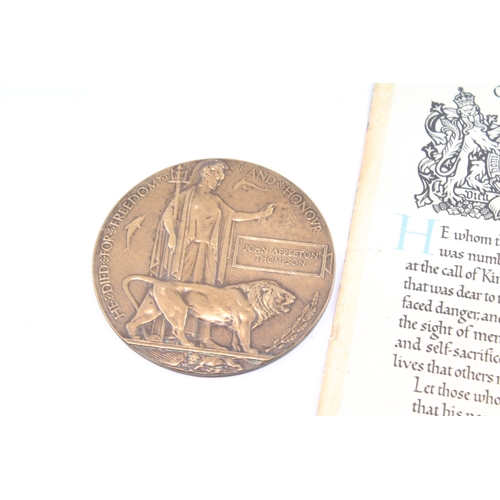 WW1 Casualty Scroll & Death Plaque Guardsman John Appleton Thompson ...