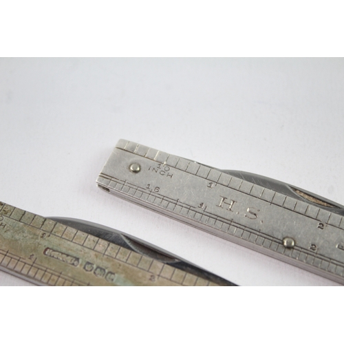 2 x Vintage .925 Sterling Silver Novelty Ruler Detailed Letter Knives 59g