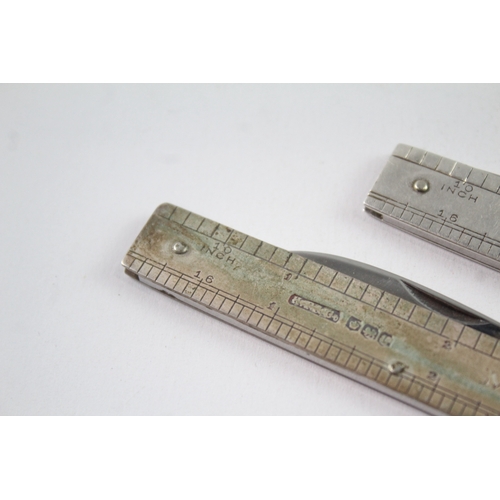 2 x Vintage .925 Sterling Silver Novelty Ruler Detailed Letter Knives 59g
