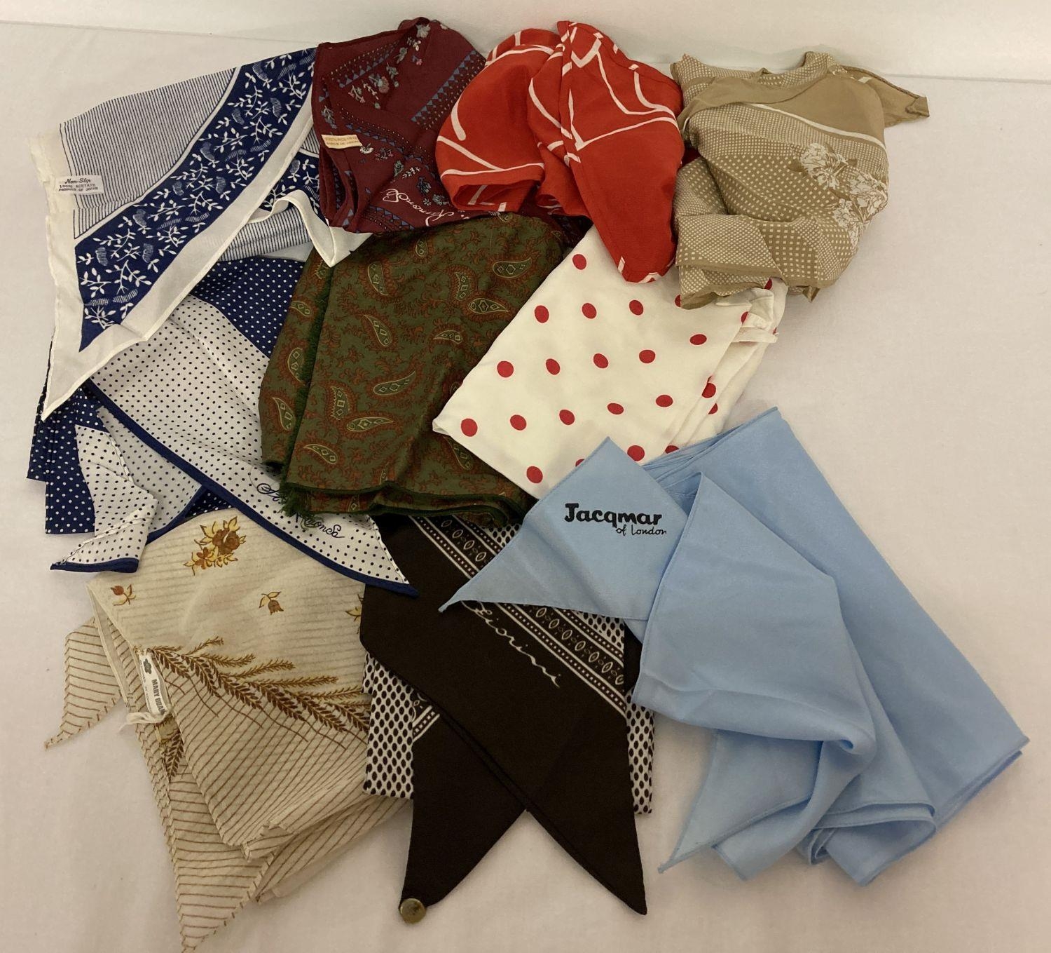 10 vintage ladies neck scarves to include: Mary Quant, Fiorini, Jacqmar ...