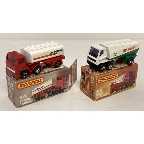 2 boxed Matchbox 75 diecast tankers, #14 Leyland Petrol Tanker together ...