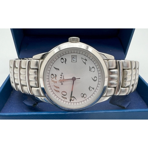A boxed 10713 automatic wristwatch by Rotary. Stainless steel case and ...