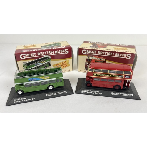 2 boxed Atlas Editions diecast models of buses from the Great British ...