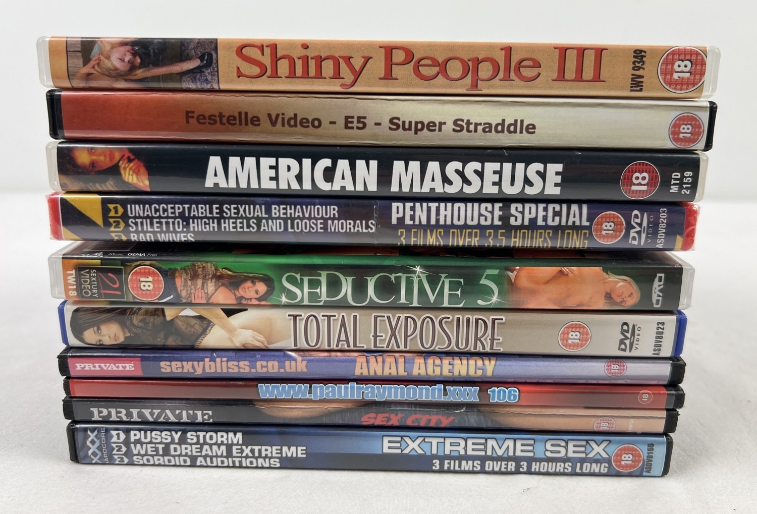 10 assorted rated 18 adult erotic DVD's, to include Paul Raymond and ...