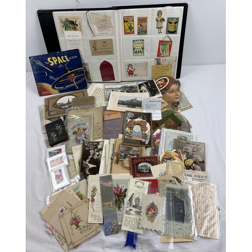 A box of assorted Edwardian & vintage ephemera together with an album ...