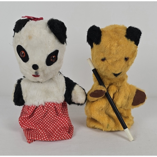 A pair of 1960's Chad Valley Sooty & Soo hand puppets, Sooty comes with ...