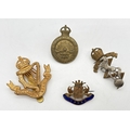 3 british and Australian cap badges together with a blue enameled Ypres ...