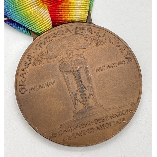 A WWI Italian Inter-Allied Victory medal type 1 with original ribbon ...