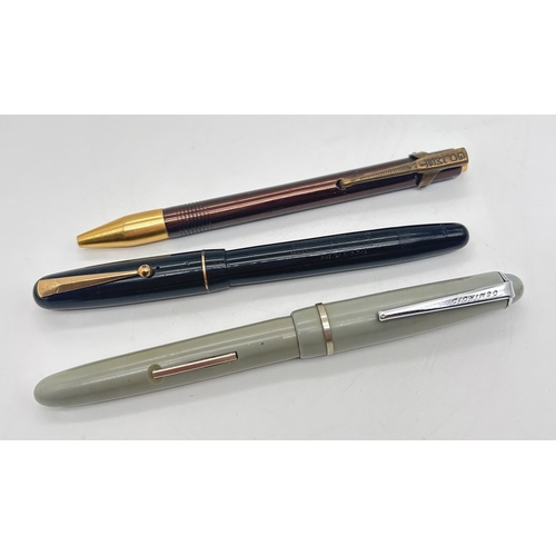 2 vintage fountain pens together with a Golmet ball bearing pen ...