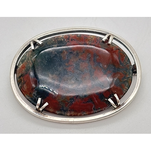 A vintage 1970's Ortak Silver Malcolm Gray silver brooch set with an ...