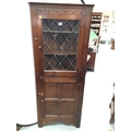 DARK OAK PRIORY STYLE CORNER CABINET WITH GLAZED DOOR OVER 4 PANEL ...