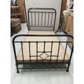 VICTORIAN BRASS AND IRON 3 QUARTER BED FRAME COMPLETE WITH BASE - 76" X 46"