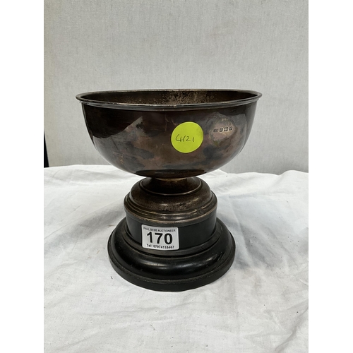 HALLMARKED SILVER BOWL ON PLINTH H7" DIA 7"