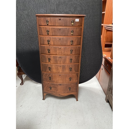 VINTAGE WALNUT & MAHOGANY VENEERED 8 DRAWER NARROW BOW FRONTED CHEST ...