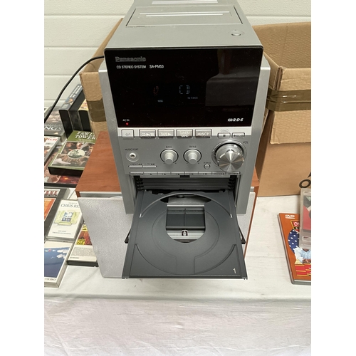 PANASONIC MIDI HI-FI AND SPEAKERS, CASSETTES, DVD'S AND MUSIC VIDEOS
