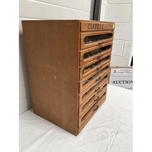 CLARKES ANCHOR VINTAGE 7 DRAWER HABERDASHERY SHOP CABINET WITH ...