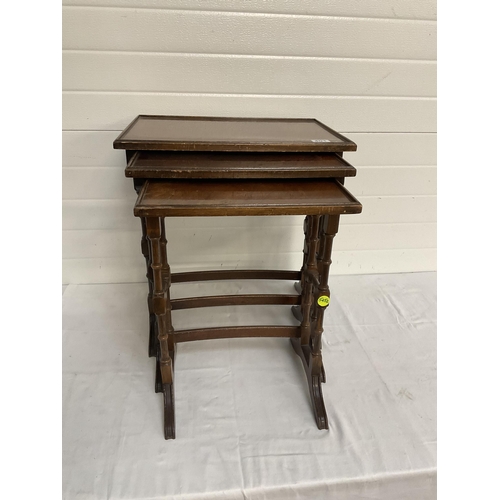 REPRODUCTION MAHOGANY NEST OF 3 TABLES H22" W20" D14"