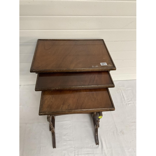 REPRODUCTION MAHOGANY NEST OF 3 TABLES H22" W20" D14"