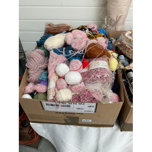 6 BOXES OF WOOL,SEWING,FABRIC AND MATERIAL ETC