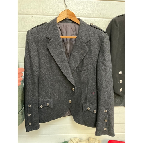 THREE KILTS BY HECTOR RUSSELL, FOUR JACKETS, FIVE SPORRANS, BELTS ...
