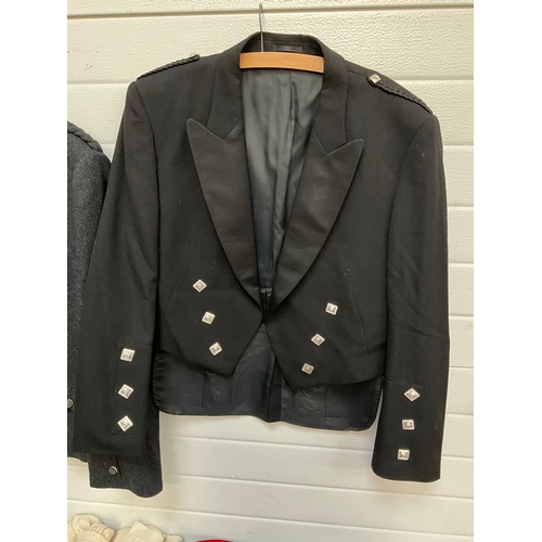THREE KILTS BY HECTOR RUSSELL, FOUR JACKETS, FIVE SPORRANS, BELTS ...