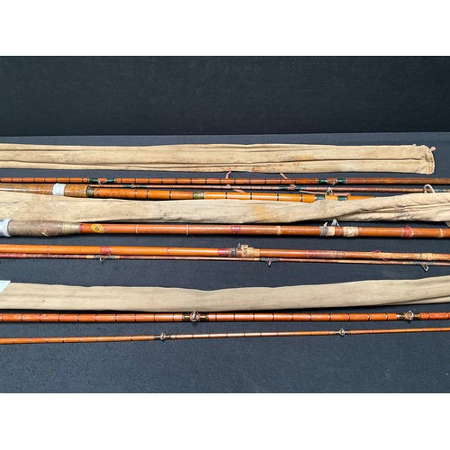3 VINTAGE SPLIT CANE FISHING RODS TO INCLUDE 2 PCE FLY ROD AND 2 x 3PCE ...