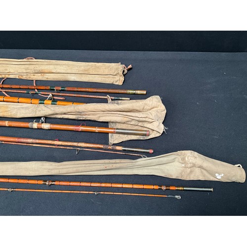 3 VINTAGE SPLIT CANE FISHING RODS TO INCLUDE 2 PCE FLY ROD AND 2 x 3PCE ...