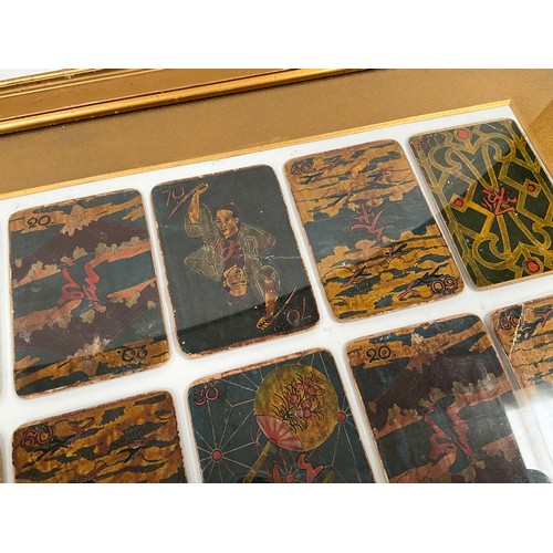 GILT FRAMED CHINESE CARDS (14) 24” x 13”
