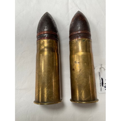 TWO FIRST WORLD WAR SHELLS DATED 1917 & 1918 6” LONG , 1 & 3/4” DIAMETER