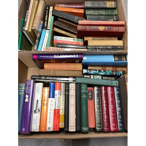 TWO BOXES OF HARD BACK BOOKS, TO INCLUDE HISTORY AND CLASSIC NOVELS ETC