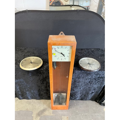 AN INDUSTRIAL GENTS MASTER CLOCK WITH TWO GENTS SLAVE CLOCKS - NO KEY