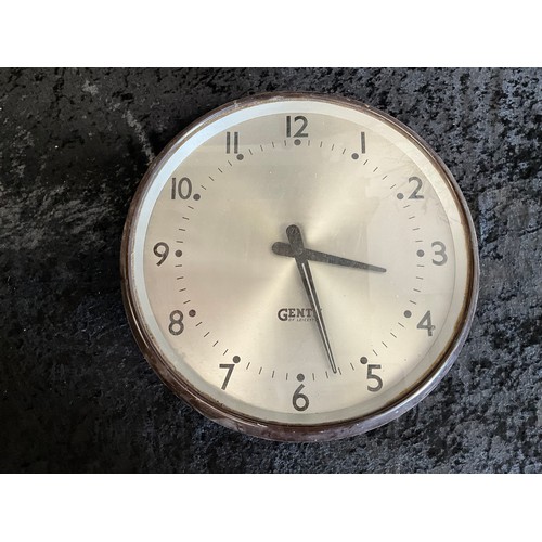 AN INDUSTRIAL GENTS MASTER CLOCK WITH TWO GENTS SLAVE CLOCKS - NO KEY