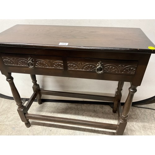 PRIORY STYLE DARK OAK CONSOLE TABLE WITH TWO DRAWERS ON TURNED AND ...