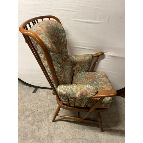 VINTAGE BADGED ERCOL ARM CHAIR WITH ORIGINAL CUSHIONS W30" D30" H41"