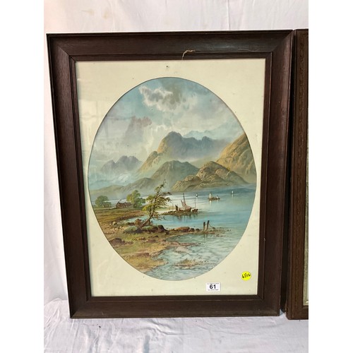 2 ANTIQUE PRINTS OF VALLEY SCENES - DEPICTING CATTLE AND BOATS ON LAKE ...
