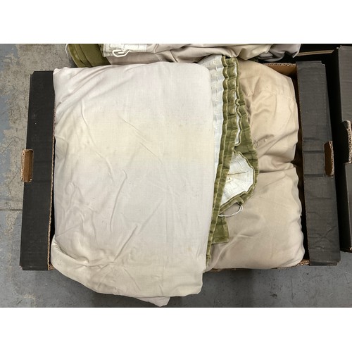 FIVE BOXES OF VINTAGE GREEN ENA SHAW VELVET CURTAINS A/F