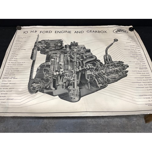 10 HP FORD ENGINE & GEARBOX POSTER ON CLOTH