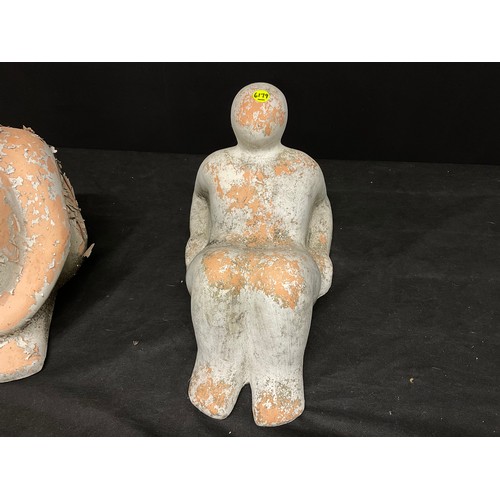 2 ART POTTERY GARDEN STATUES