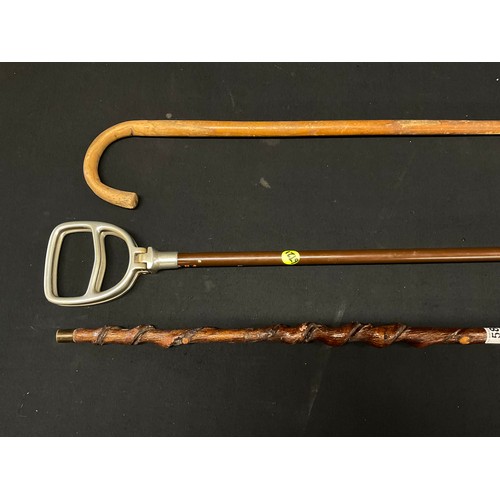 VINTAGE SHOOTING STICK AND 2 WALKING STICKS