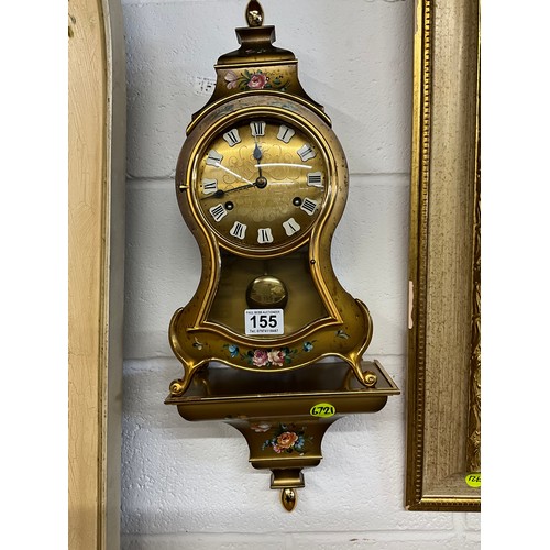 REPRODUCTION FRENCH STYLE CLOCK WITH WALL BRACKET 22"X9"