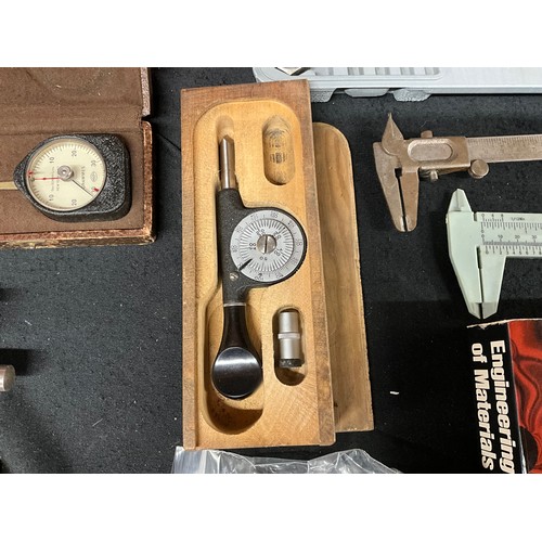 BOX OF ENGINEERS TOOLS ETC