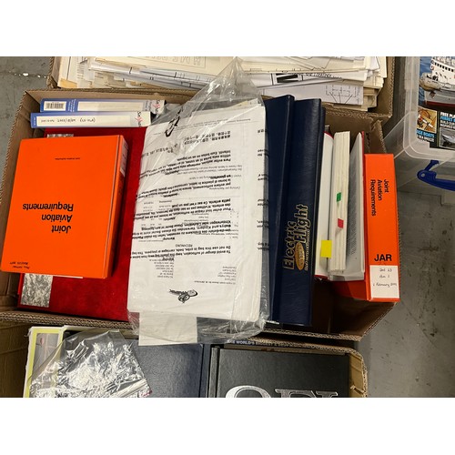 3 BOXES AND A CRATE OF MODEL BLUE PRINTS MODEL MAGAZINES ETC
