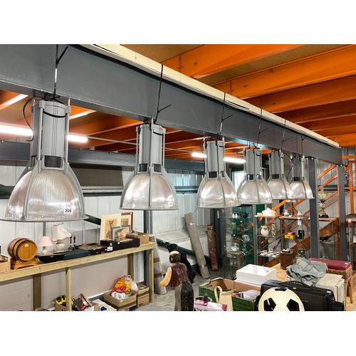 SET OF 6 INDUSTRAIL HANGING LIGHTS H19"