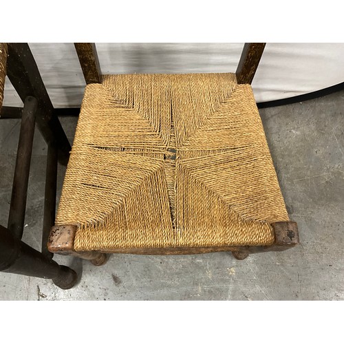 2 RUSH SEATED CLUN STYLE CHAIRS A/F