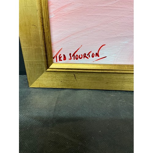 MODERN GILT FRAMED OILS ON CANVAS SIGNED TED STOURTON 23"X19"