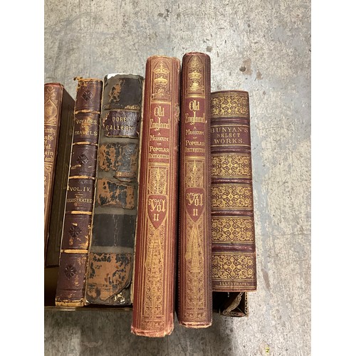 BOX OF VINTAGE LEATHER BOUND HARDBACK BOOKS