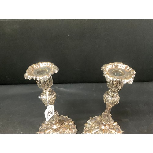 PAIR OF ANTIQUE SHEFFIELD ELKINGTON PLATE ORNATE CANDLESTICKS DATE ...